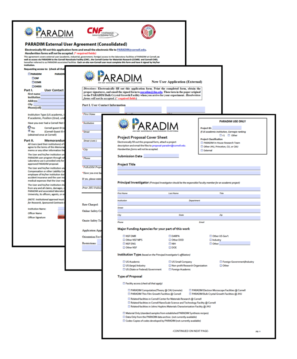 New User Applications | PARADIM